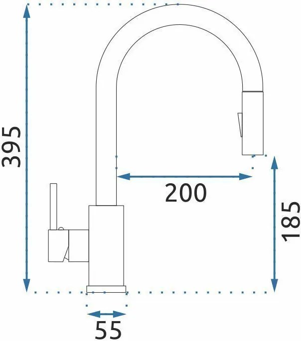 Dřezová baterie REA FRESH s výsuvnou sprškou, titan kartáčovaný