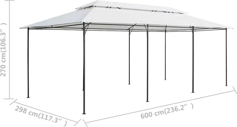 Zahradní altán se závěsy 600 x 298 x 270 cm bílý 180 g/m² 310073