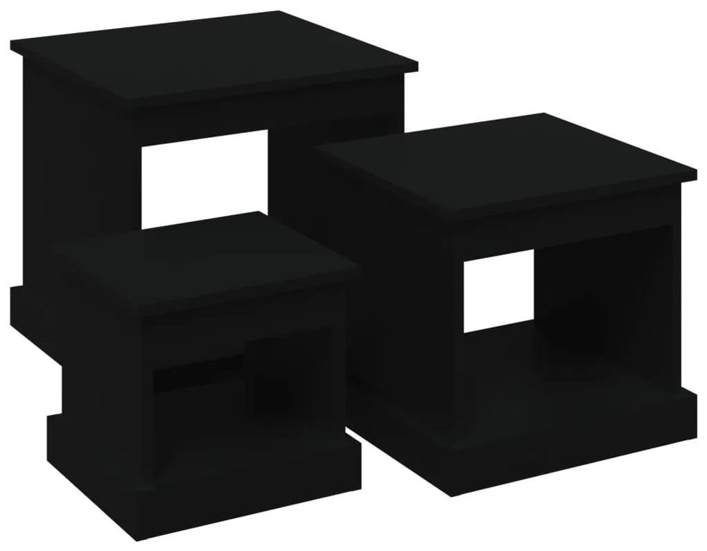 816489 vidaXL Konferenční stolky 3 ks černé kompozitní dřevo