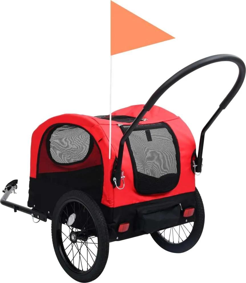 vidaXL Vozík pro psa za kolo a na běhání 2 v 1 modrý a černý [92437] Barva: Červeno-černá
