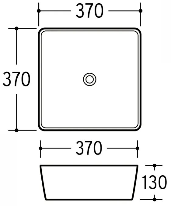 COMAD Umyvadlo na desku - E-6276, 37 cm, keramické, šedá