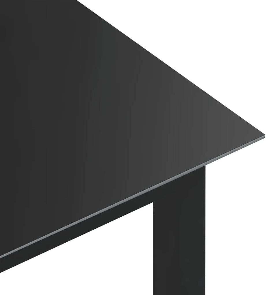 vidaXL Zahradní stůl černý 150 x 90 x 74 cm hliník a sklo