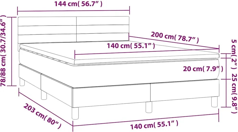 Box spring postel s matrací černá 140x200 cm samet 3141367