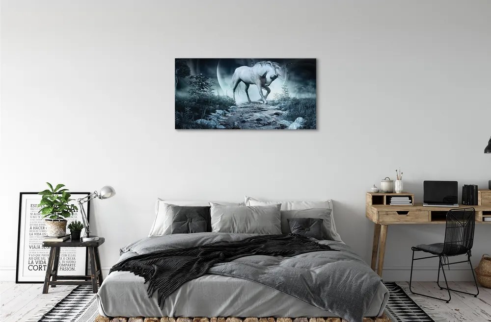 Obrazy na plátně Forest Unicorn moon 140x70 cm