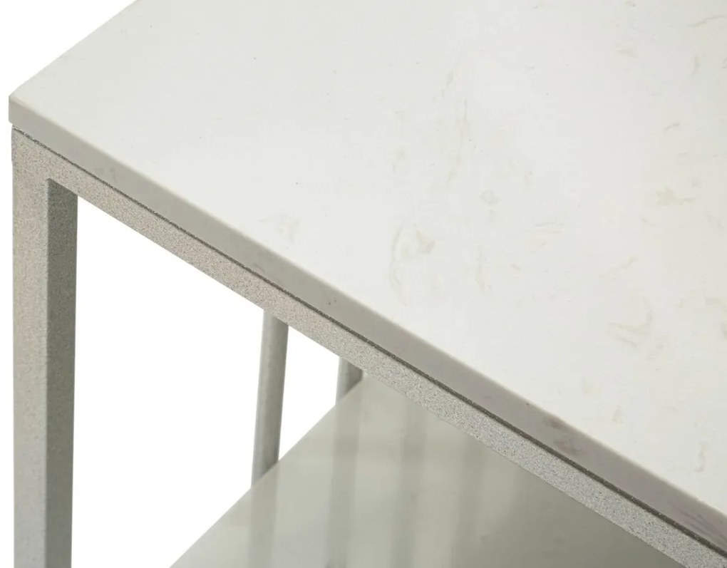 Designový konferenční stolek Gabouray 90 cm bílý / stříbrný