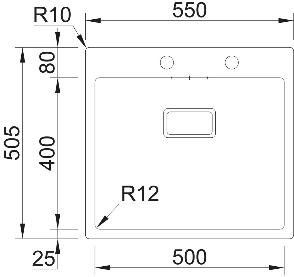 Nerezový dřez Sinks BOXER 550 FI 1,2mm