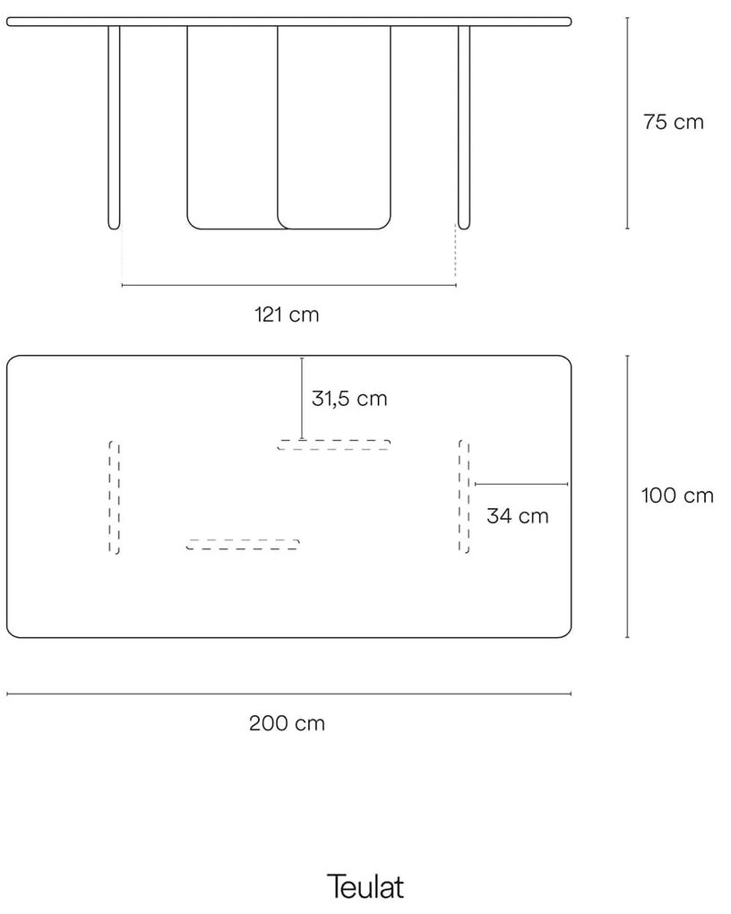 Jídelní stůl arq černý 200 x 100 cm MUZZA