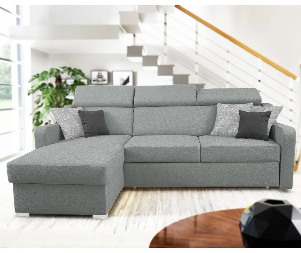 Sedací souprava MIKELI | 232x158 cm | UNI | rozkládací + úložný prostor | AKCE | středně šedá 16