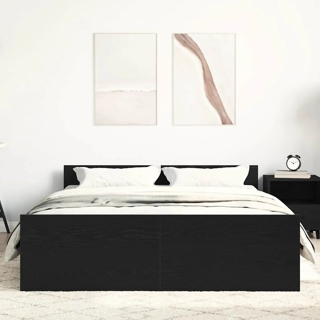 Rám postele bez matrace černý dub 140x200 cm kompozitní dřevo 3329319