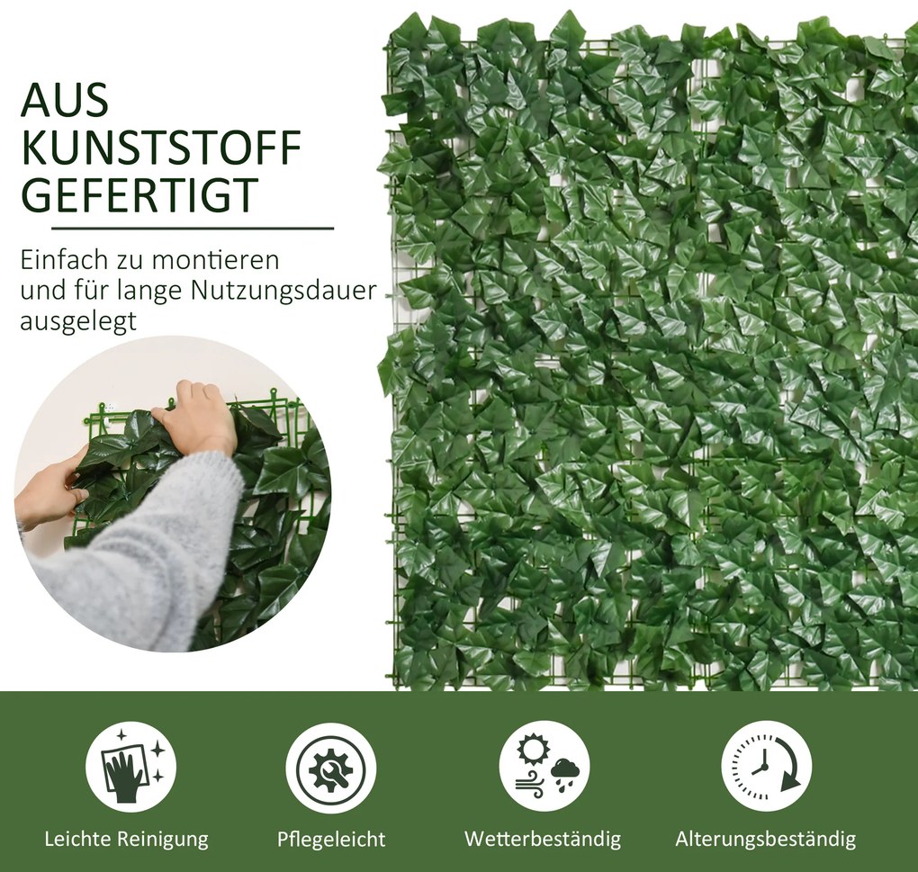 Outsunny Privacy Hedge Umělý živý plot pro zahradní terasu Nástěnná dekorace Tmavě zelená 300x100cm Snadná péče a odolnost vůči UV záření