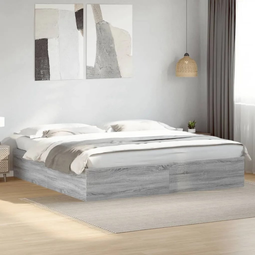 Rám postele šedý sonoma 200 x 200 cm kompozitní dřevo 3280991