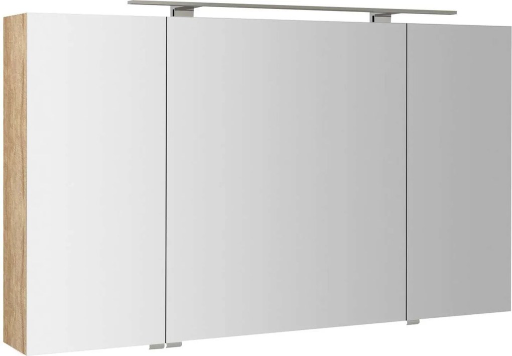 Sapho Mirró - Zrcadlová skříňka s LED osvětlením 120x70x16 cm, 3x dvířka, dub alabama MC121-0022