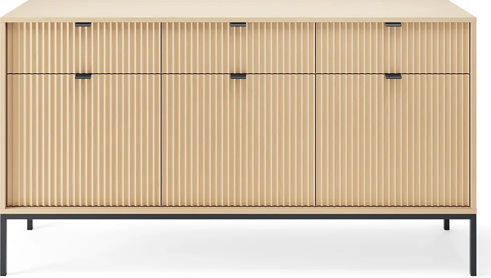 Komoda NOVA dc KSZ154 | se zásuvkami a policemi | 154 cm | dub vicenza/černá