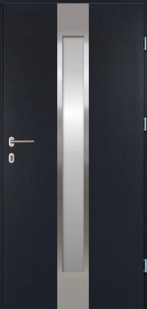 Vchodové dveře Solid Multilock, 90 P, rozměr vč. zárubně: 1000 × 2070 mm, ocel, pravé, antracit, prosklené
