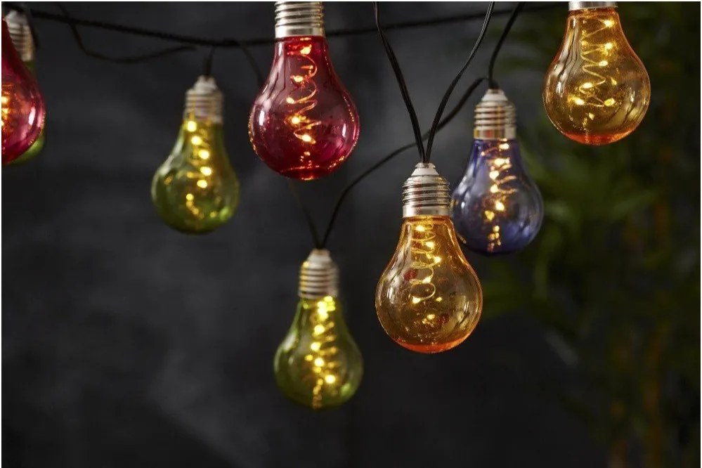 Barevný solární světelný LED řetěz vhodný do exteriéru Star Trading Glow, délka 1,9 m