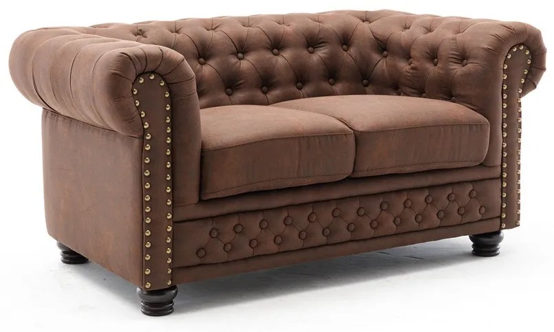 Designová dvojsedačka Chesterfield II 150 cm antik hnědá