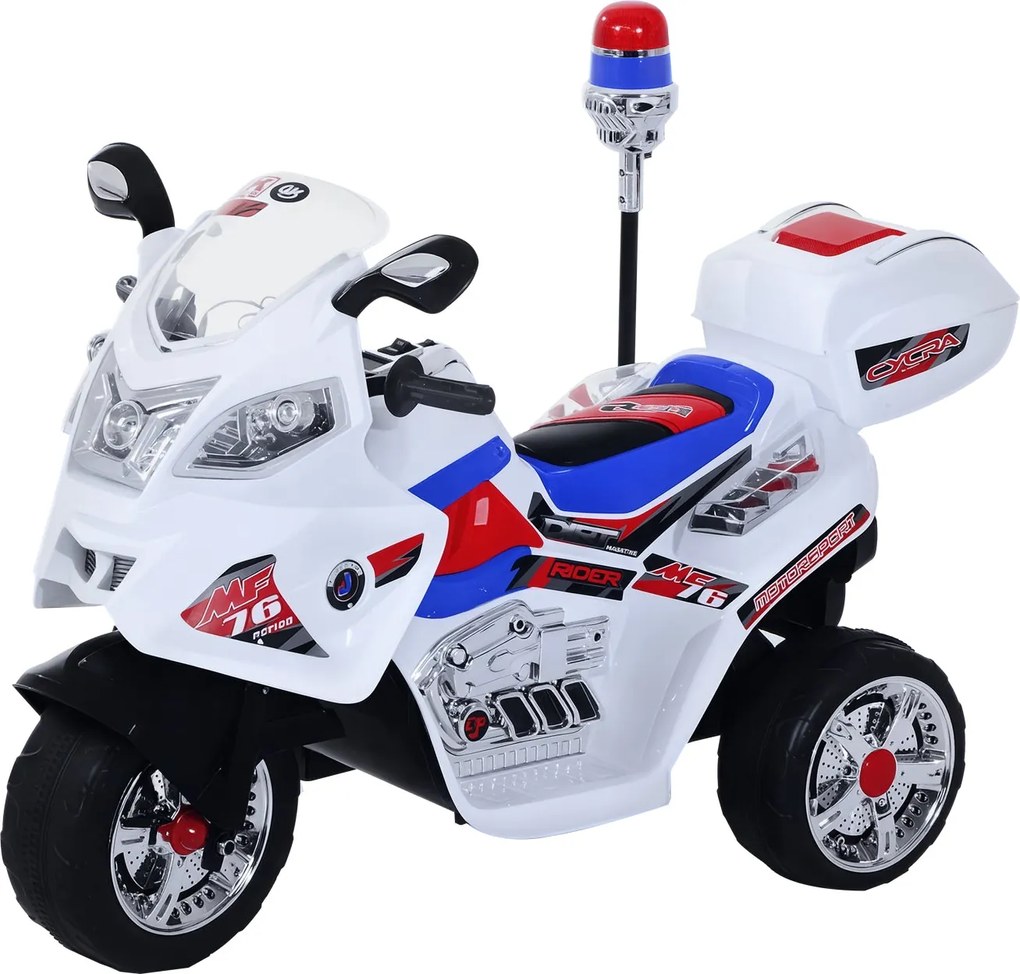 HOMCOM Elektrické motocykl pro děti 3-5 let, elektrický toy motocykl, 3 kola s hudbou, rychlost 3 km/h, světla 112×51×72,5 cm | Aosom