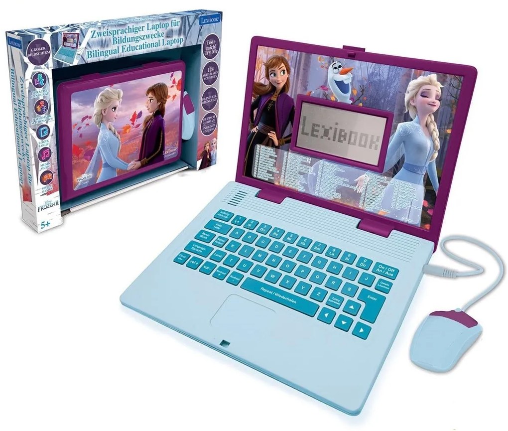Dětský notebook lexibook frozen dvojjazyčný vzdělávací notebook francouzština/angličtina, 124 aktivit