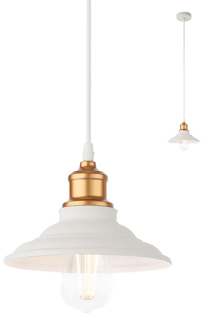 Smarter 01-1293 SPINNER - Závěsné svítidlo v bílé barvě s prvkem v antické zlaté  Ø 20cm