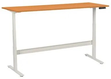 Výškově nastavitelný kancelářský stůl Manutan, 200 x 80 x 62,5 - 127,5 cm, rovné provedení, ABS 2 mm, buk