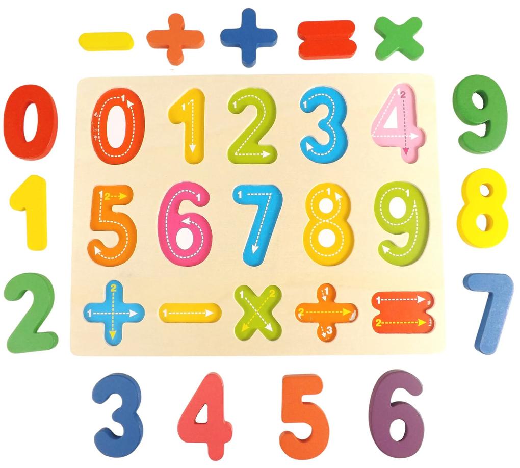 Puzzle dřevěné třídicí bloky čísel barvy 1003