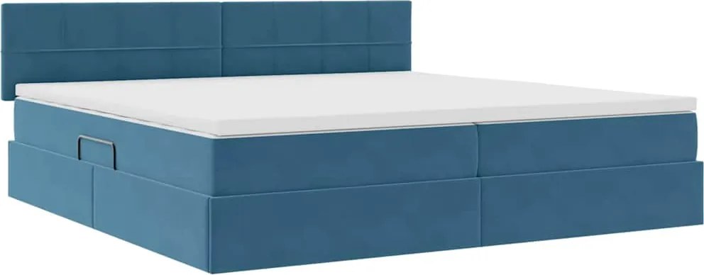 Postel s úložným prostorem Tmavě modrá 200 x 200 cm samet 3370783