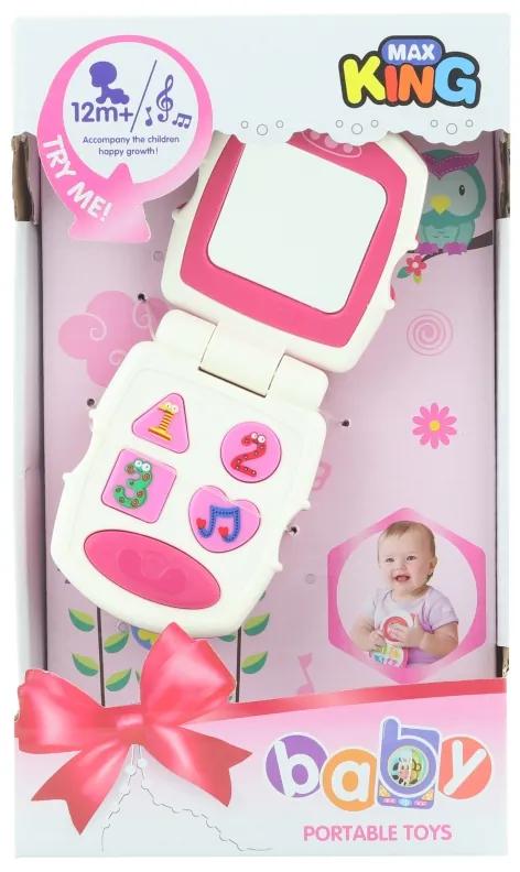 Baby telefon růžový na baterie