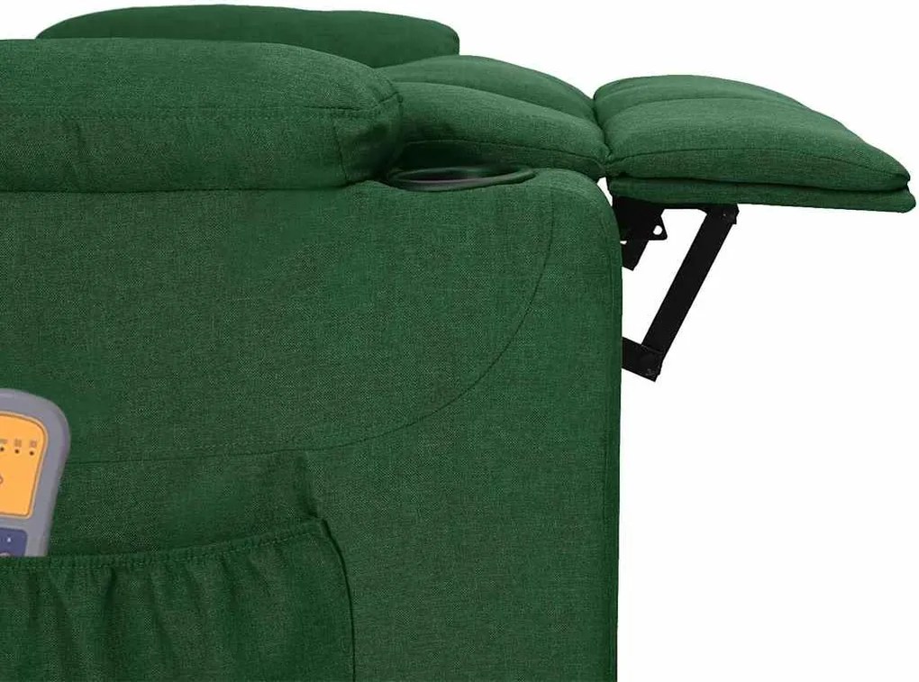 Elektrické masážní křeslo tmavě zelené textil 3098833