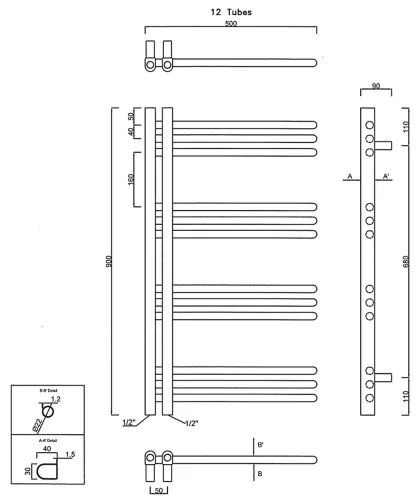 Sapho - Koupelnový radiátor DORLION 361W/230V 50x90 cm bílá
