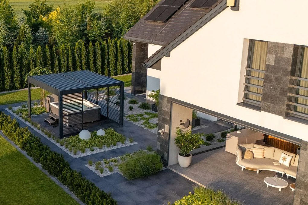 Pergola elektrická PRIME s osvětlením - modulární 400 x 400