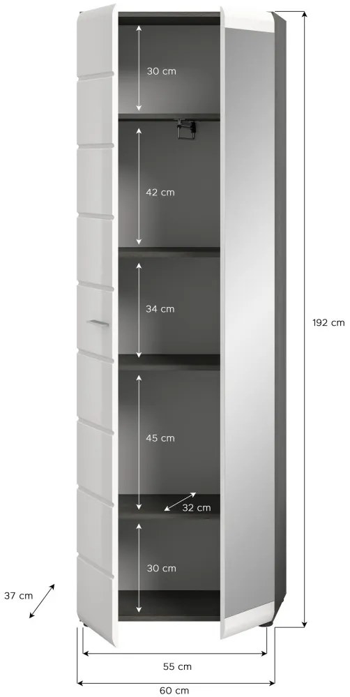 Předsíňová sestava Salsa (3-dílná), šedý dub/bílá lesk