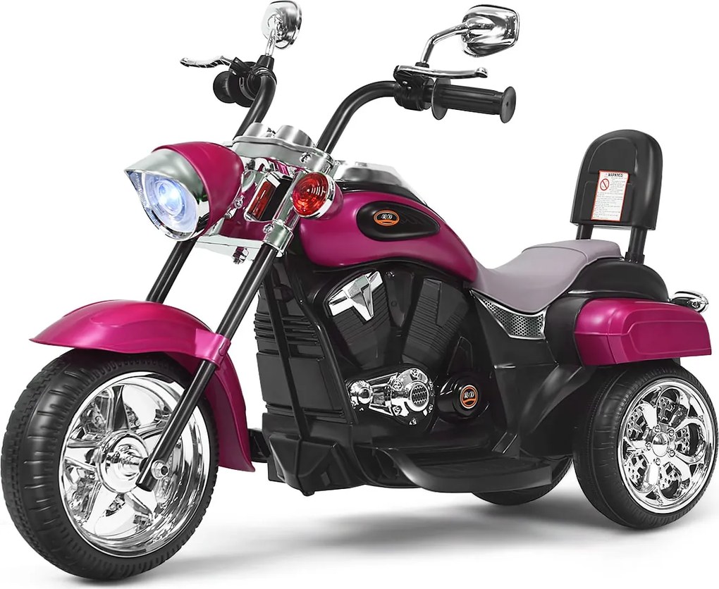 Costway 6 V elektrický motocykl na baterie s hudbou růžová