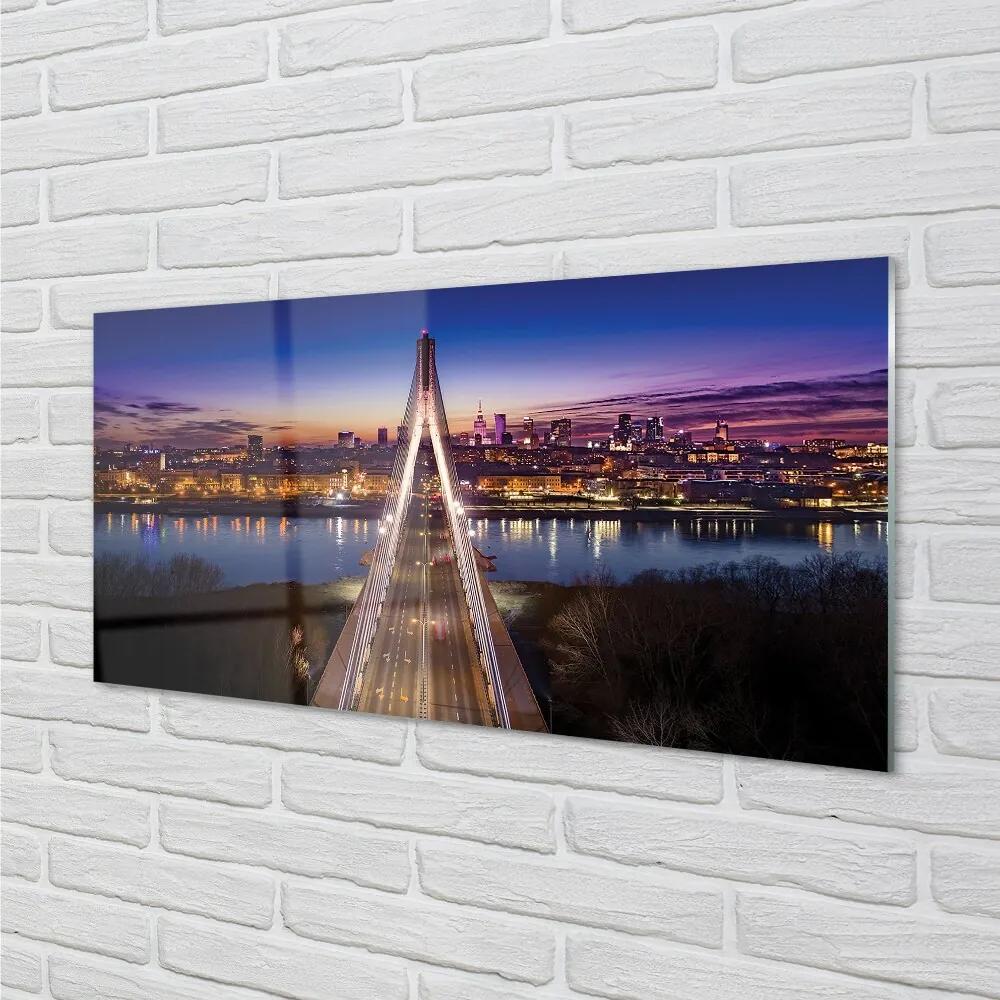 Obraz na skle Warsaw panorama říční most 125x50 cm