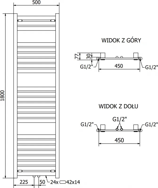 Mexen Uran, elektrické topné těleso 1800x500 mm + topná tyč 900 W, černá, W105-1800-500-2900-70