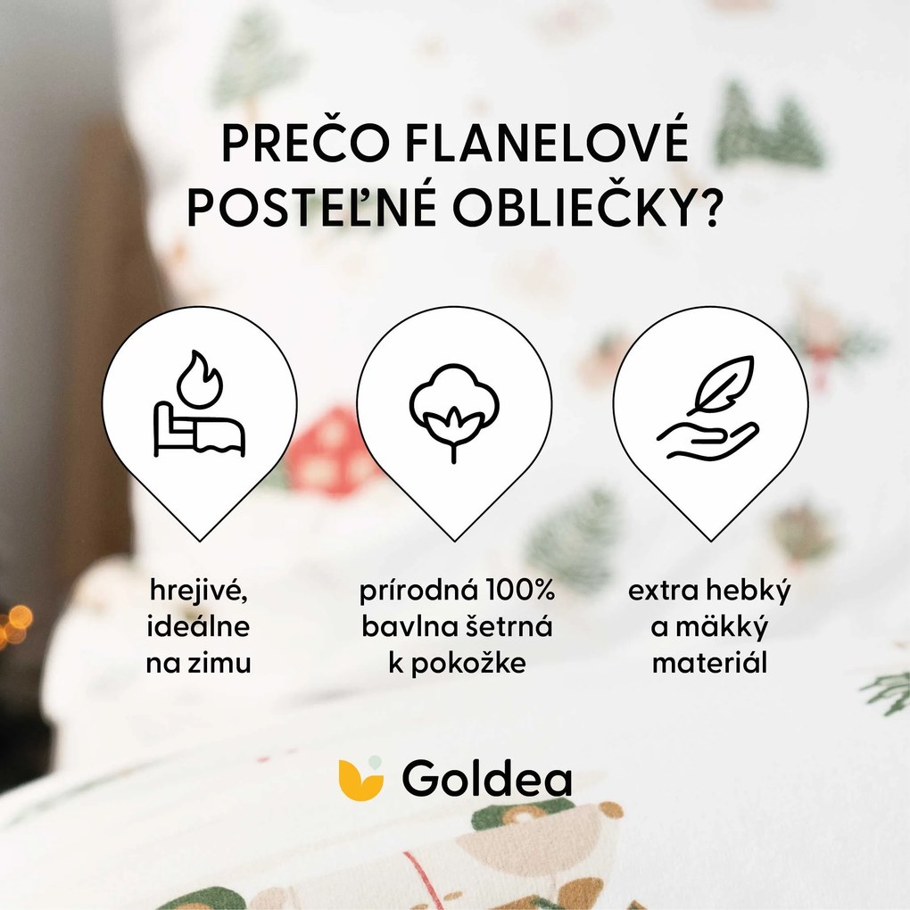 Goldea vánoční flanelové povlečení - tradiční vánoce 140 x 200 a 70 x 90 cm