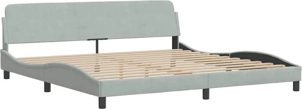 Rám postele bez matrace Hanko světle šedý 200 x 200 cm samet 3207867