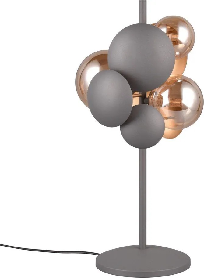 Stolní lampa se skleněným stínidlem v šedo-zlaté barvě (výška 50 cm) Bubble – Trio Select