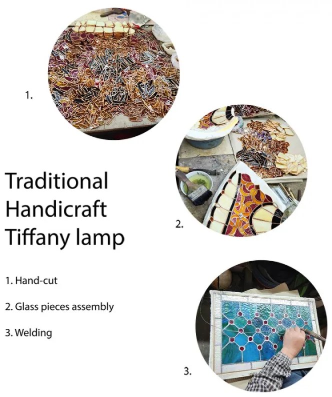 Stolní lampa Tiffany Faas růžovo fialová ve tvaru květu – 20x30 cm