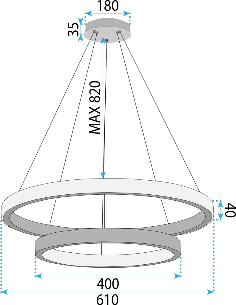 Toolight Toolight, LED stropní svítidlo 60cm, 55W, 3500lm + dálkové ovládání, APP1772-CP, zlatá matná, OSW-06351
