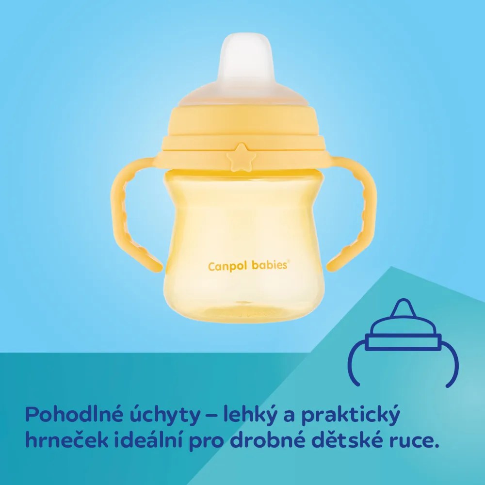 Canpol babies Hrneček se silikonovým pítkem FirstCup 250ml žlutý