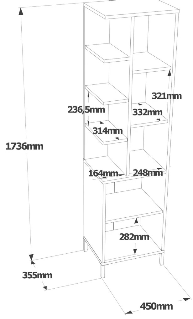 VESPER vysoká koupelnová skříň, bílá