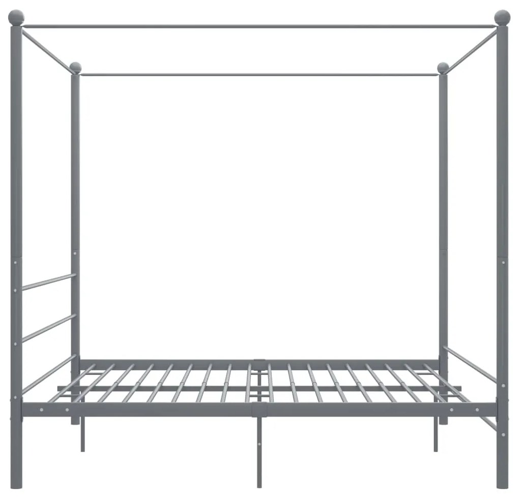 vidaXL Marketos Rám postele s nebesy šedý kovový 200 x 200 cm