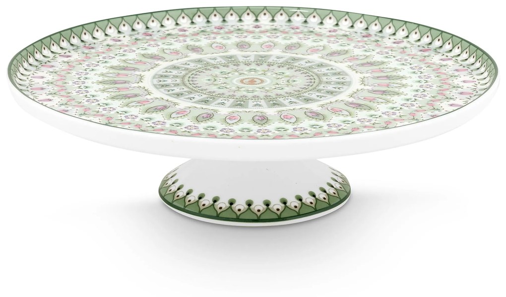 Pip Studio Lily &amp; Lotus dortový podnos Ø21cm, zelený (porcelánový servírovací podnos)