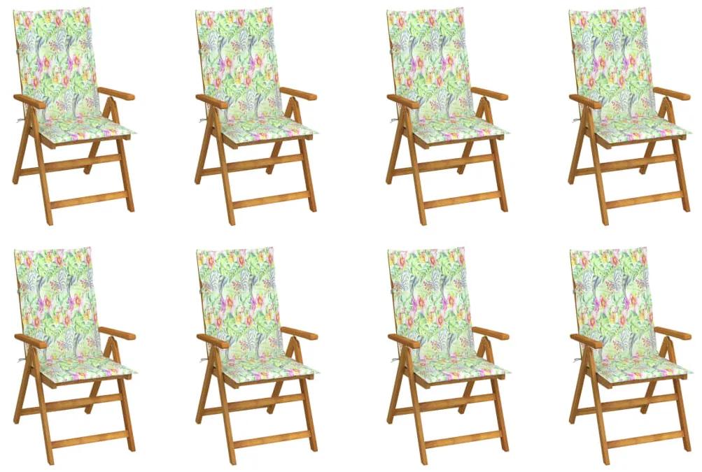 Skládací zahradní židle s poduškami 8 ks masivní akácie,  3075066