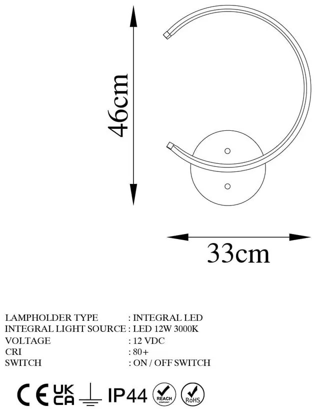 Černé LED nástěnné svítidlo ø 10 cm Moon – Opviq lights