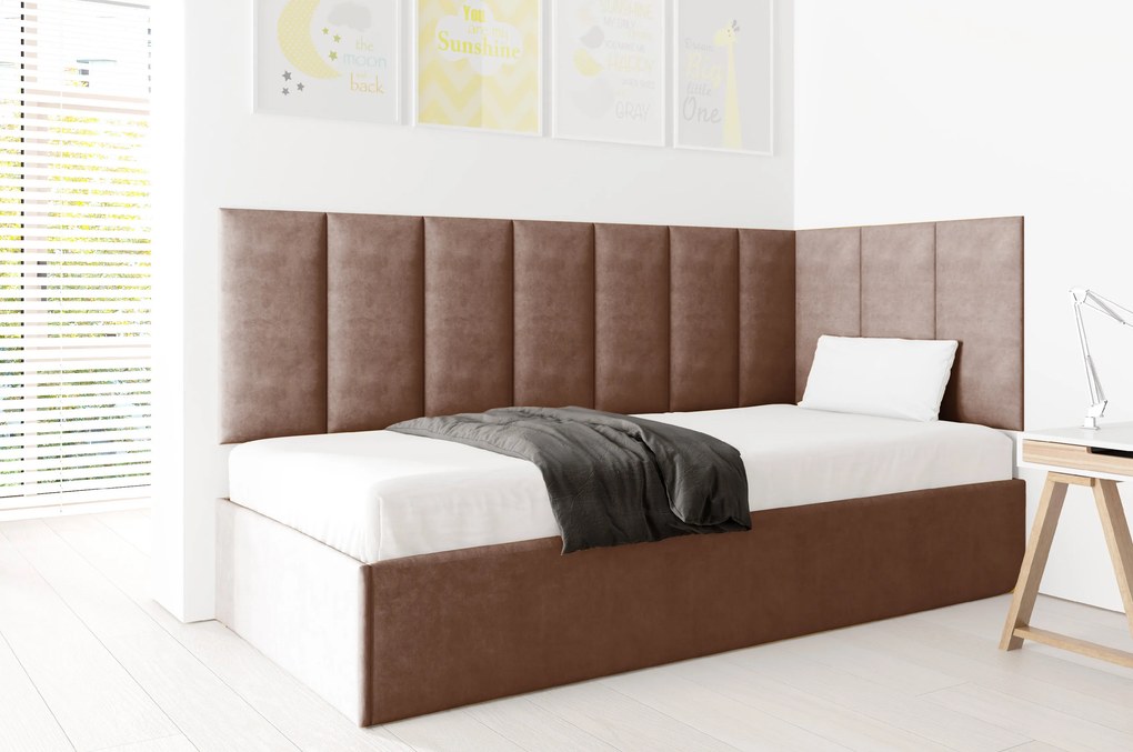 Eka Čalouněná postel Lucy s čalouněnými panely ZDARMA - 90x200 cm Barva látky Trinity: Černá (Trinity 2316)