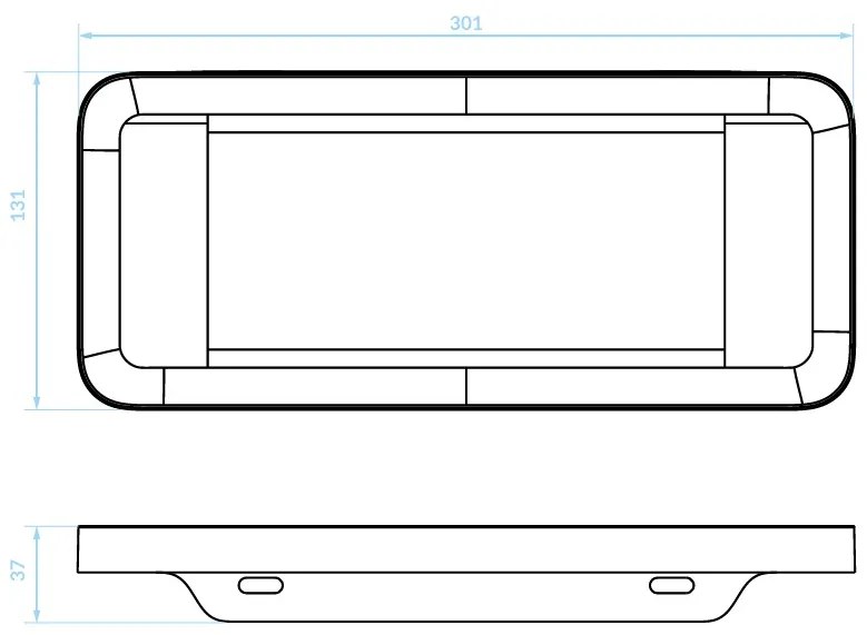 Kuchinox APO, nástěnná polička 301x131x37 mm, černá matná, LAV-AKA_700T
