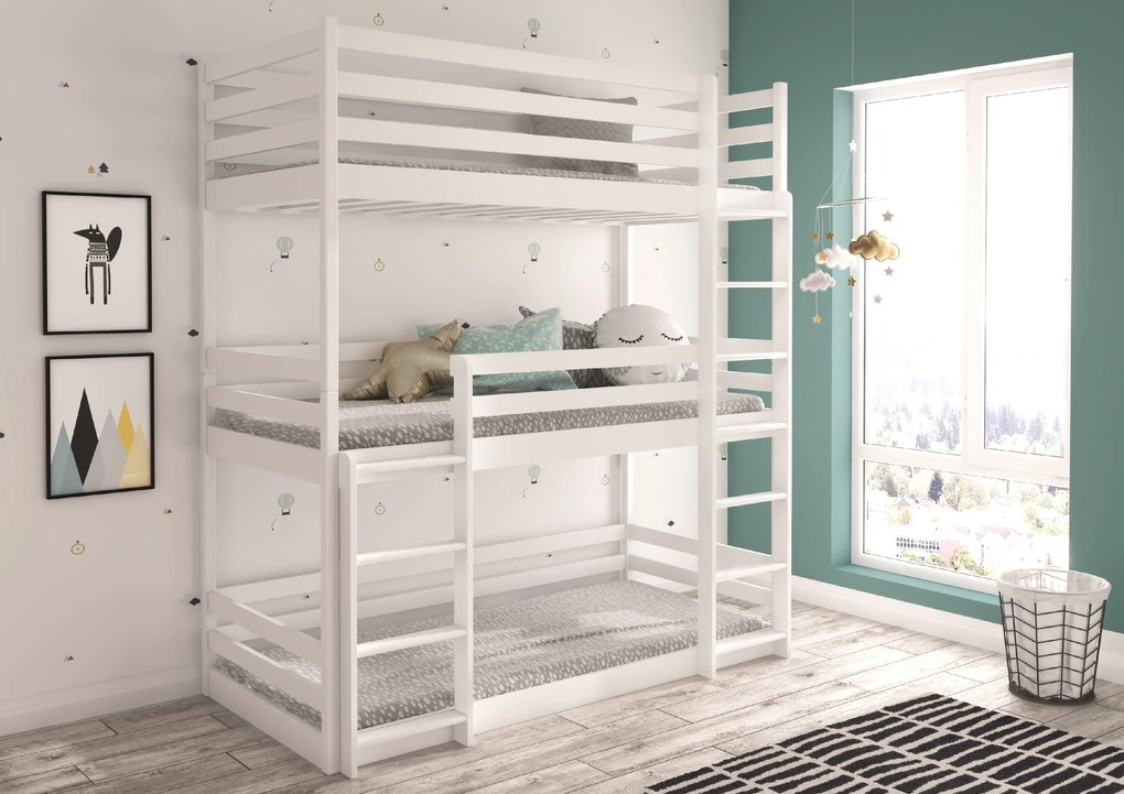 ADRK Furniture Třílůžková patrová postel TEDRO 200x90 CH-Ted-W-208-E1722