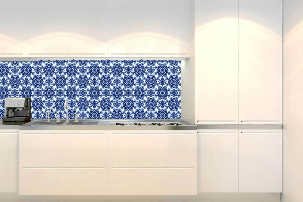 DIMEX | Fototapeta do kuchyně Modrotisk KI-180-241 | 180 x 60 cm | modrá, bílá