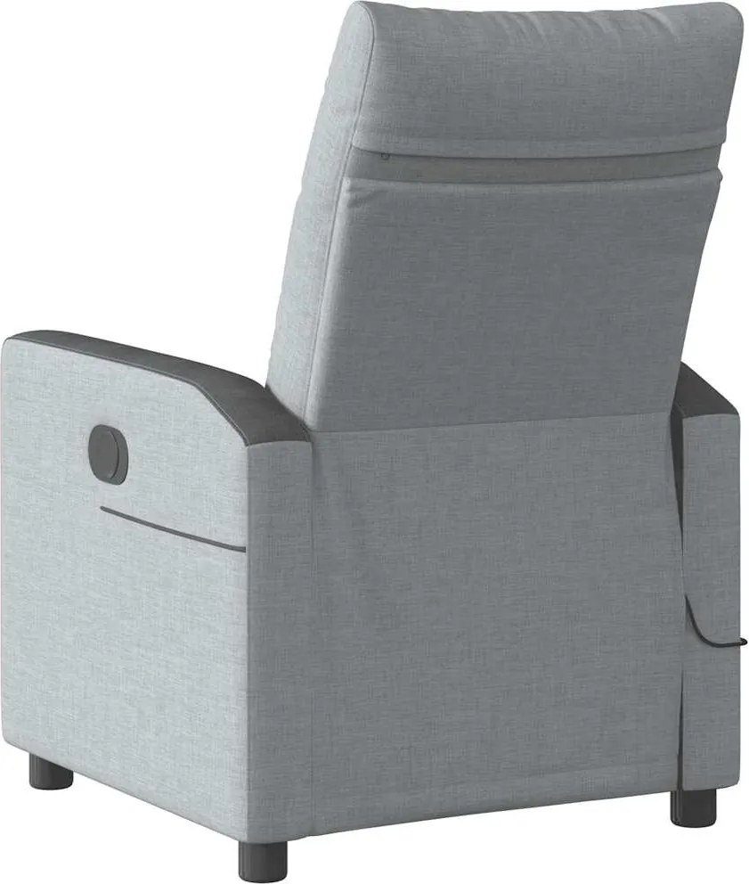 Elektrické masážní polohovací křeslo světle šedé textil 3324045